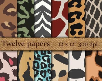 Black & White ANIMAL PRINTS digital papers animal pattern