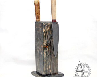 Wood knife block | Etsy