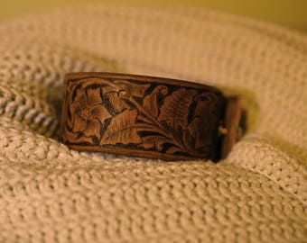 Pyrography bracelet | Etsy