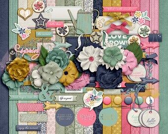 Fantasy Digital Scrapbook Kit Clipart Watercolor Wonderland