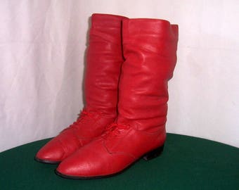 Red leather boots | Etsy