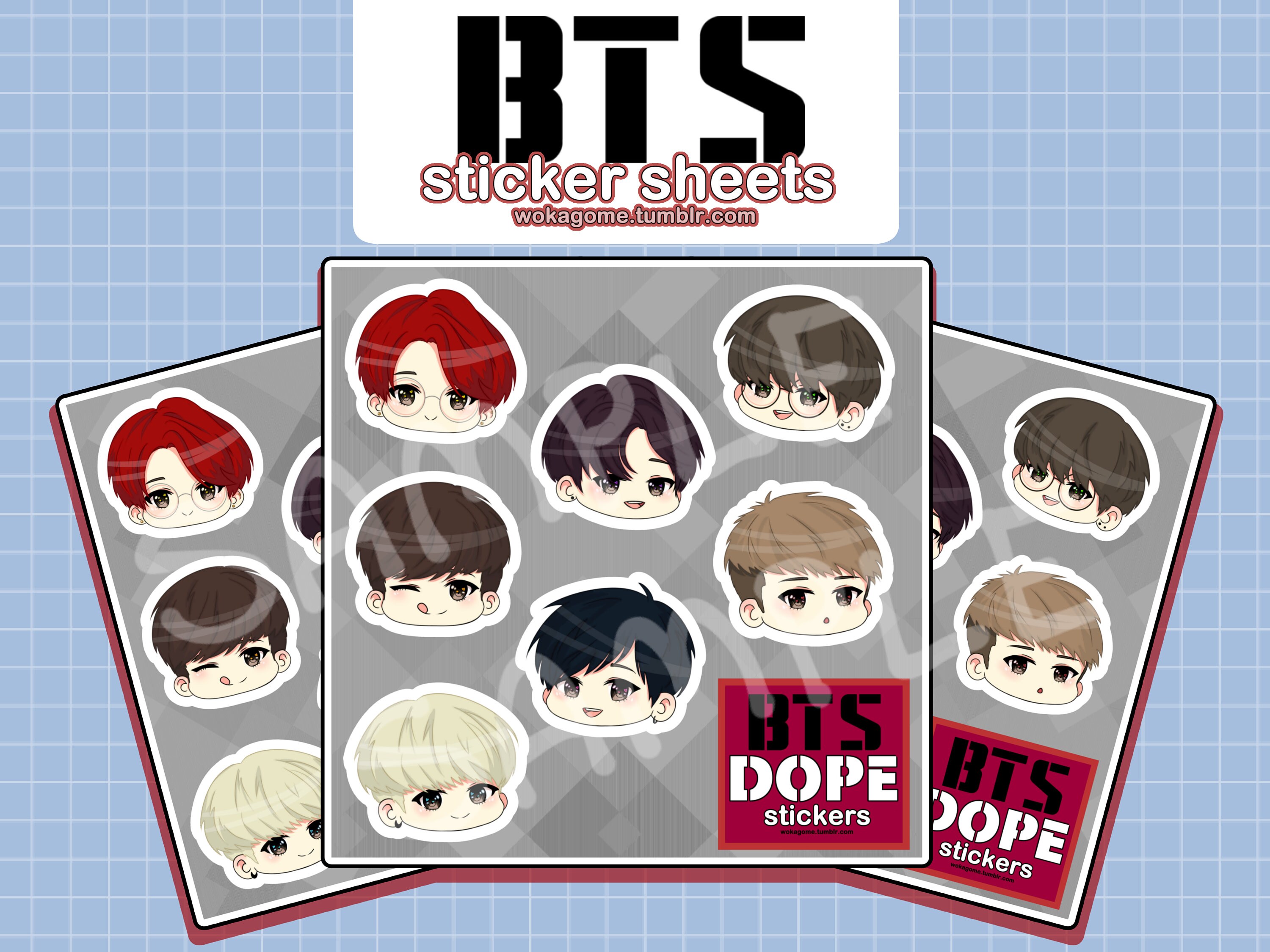 BTS chibi kpop stickers // BTS DOPE sticker sheet