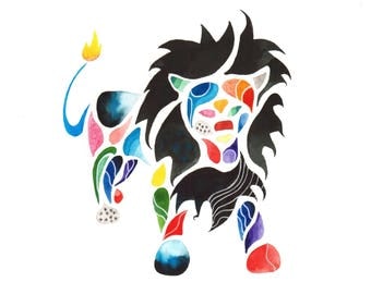 Abstract lion art | Etsy