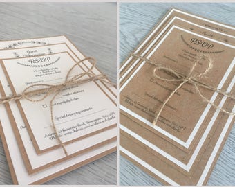 Kraft wedding invite | Etsy