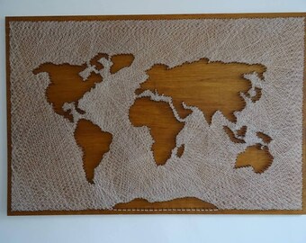 World Map String Art