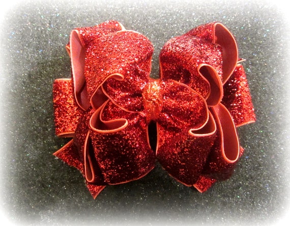 Red Glitter Bow Big Red Bow Glitter Hairbows Christmas Hair