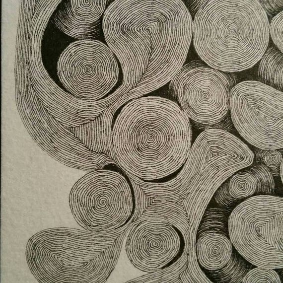 Original Pen Ink Swirl Drawing