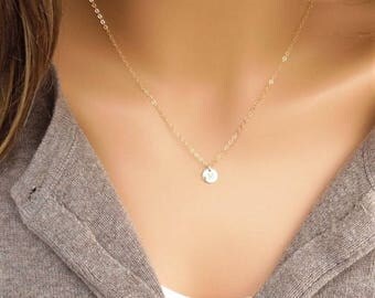 Gold disc necklace | Etsy