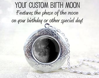 Custom Birth Moon Necklace Double Sided with 2 Moons Moon