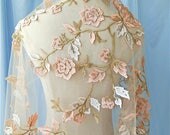 Lace Trim Fabric Rhinestone Applique Collar Flower by lacetime