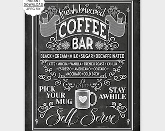 Coffee Art Coffee Kitchen Art Chalkboard Sign Chalk Art