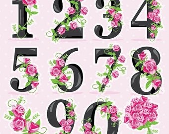 Premium Floral Numbers Clipart & Vectors Soft Pink Flower