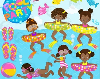 Girl pool party clipart pool party clipart summer clipart