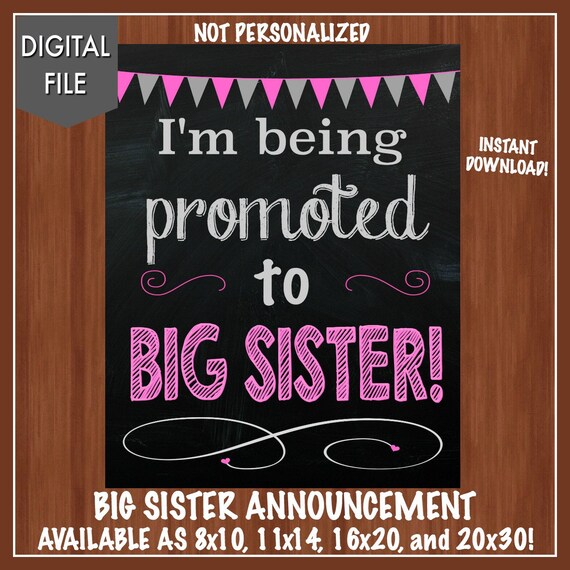 Big Sister Pregnancy Announcement Digital Instant Download