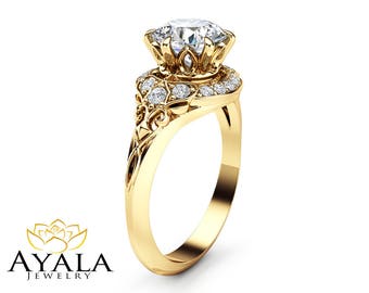 Ayala Jewelry Unique Engagement Ring Rose Gold by AyalaDiamonds