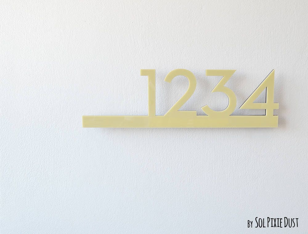 Modern House Numbers Beige with Black Acrylic Contemporary