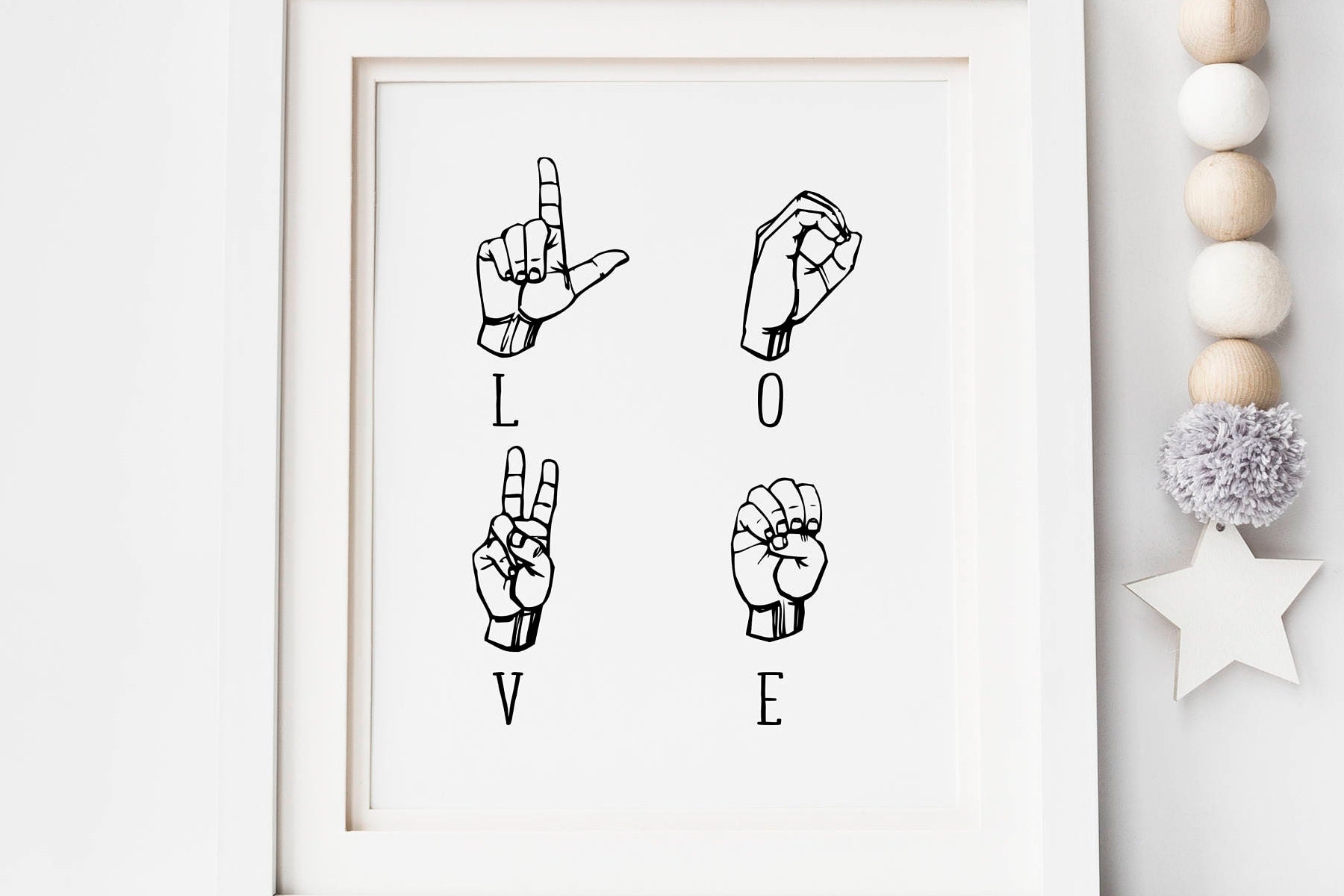 ASL Love Print American Sign Language Print Love Print Black