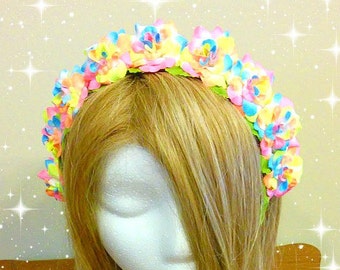 Rainbow flower crown | Etsy