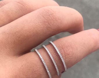 3 row diamond ring | Etsy