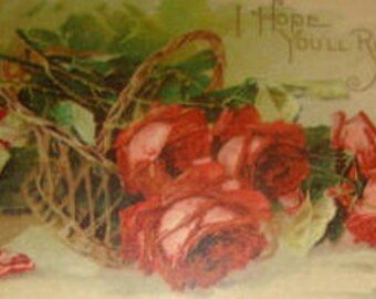 Vintage Victorian Postcard Roses from Early 1900's Instant