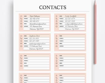 Personal Contact Page Printable INSTANT DOWNLOAD Wonderful