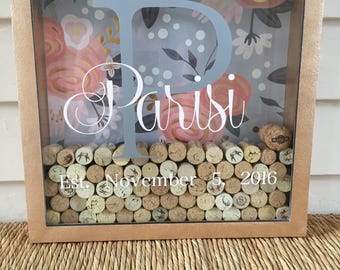 Wine cork shadow box | Etsy