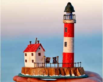 Lighthouse Sea Scene Nautical 11x14 framed Quilling