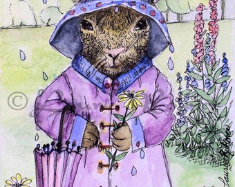 Whimsical bunny art | Etsy