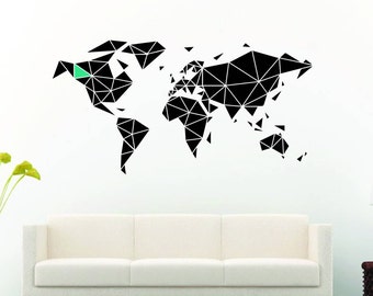 World map wall decal | Etsy