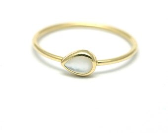 Simple Pearl Ring 14K Gold Ring Simple Engagement Ring