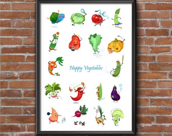 Vegetable poster | Etsy