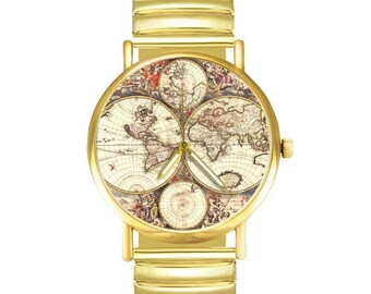 World map watch | Etsy