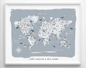 World map decal | Etsy