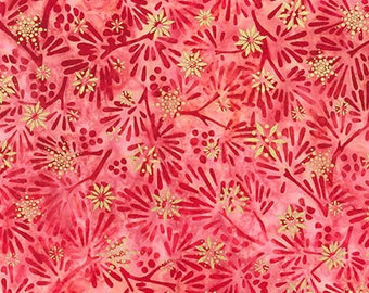 Red batik fabric | Etsy