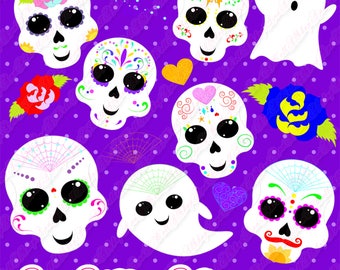 Sugar skull clipart | Etsy