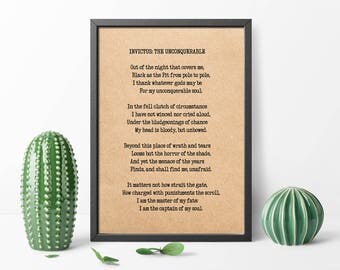 Invictus poem | Etsy