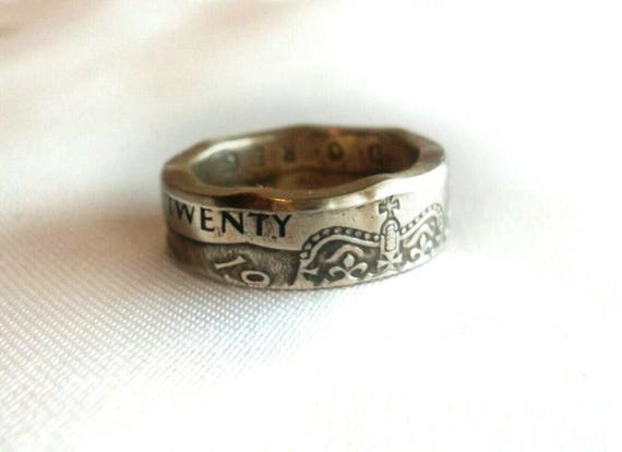 United Kingdom British 20 Pence Coin Ring Unique Ring Coin