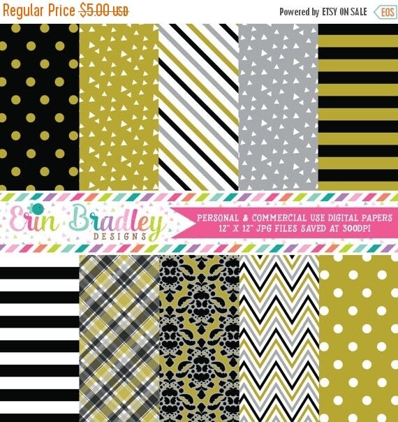 BLACK FRIDAY SALE New Years Eve Digital Paper Pack Black Gold