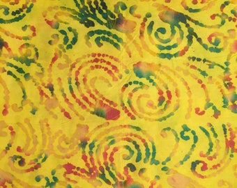 Yellow batik fabric | Etsy