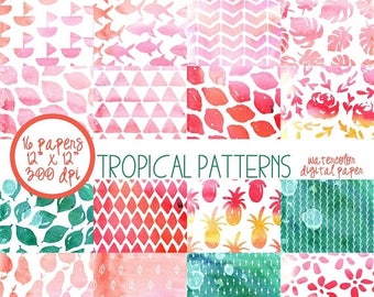 Digital Scrapbook Paper Tropical leaves digital paper