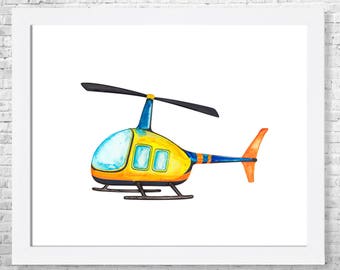 Helicopter painting | Etsy