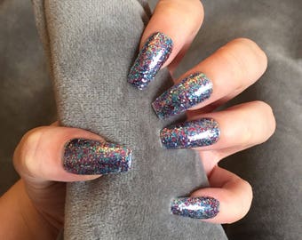 Christmas fake nails | Etsy