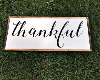 Thankful wood sign | Etsy