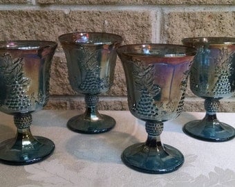 Blue carnival glass | Etsy