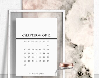 Black And White Printable Monthly Calendar 2018 Minimalist 12