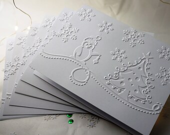 White embossed cards | Etsy