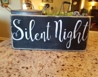 Reclaimed Wood Christmas Sign Original Painting Silent Night