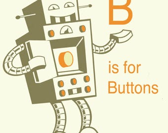 Robot Alphabet Print P is for Periscope letter P art print