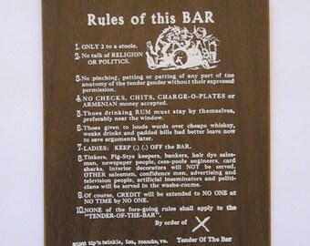 Bar rules sign | Etsy