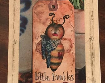 Items similar to Patti's Ratties Primitive Bumble Bee Garden Bug Ornie ...